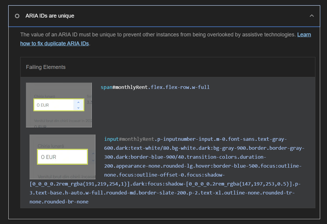InputNumer: PageSpeed Accessibility: ARIA IDs are unique · Issue #5270 · primefaces/primereact ...