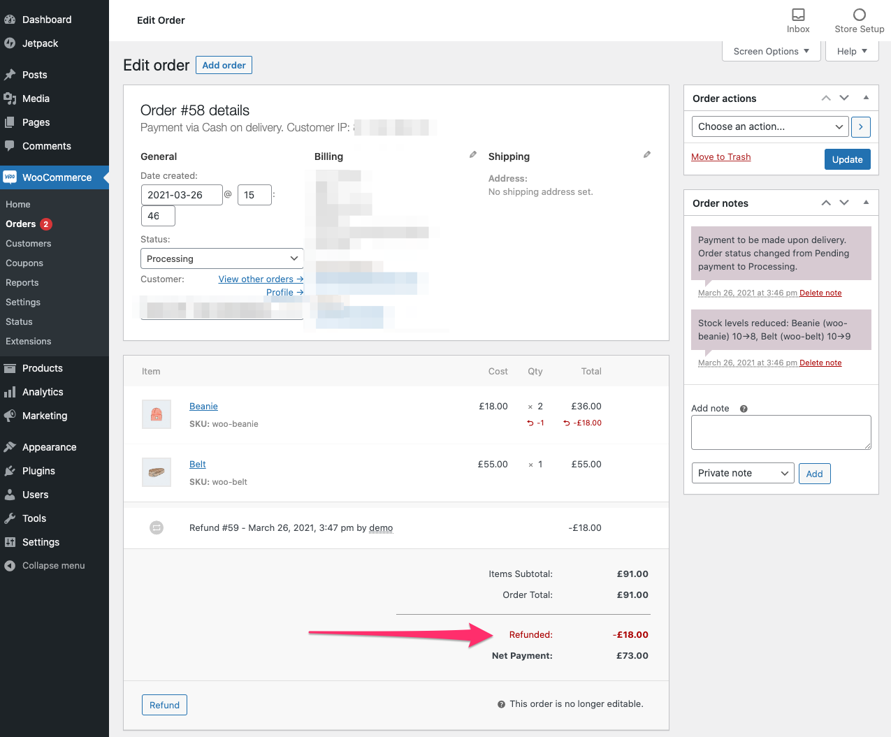 Unchecked "Restock refunded items" restocks on "Update" · Issue #29502 ...