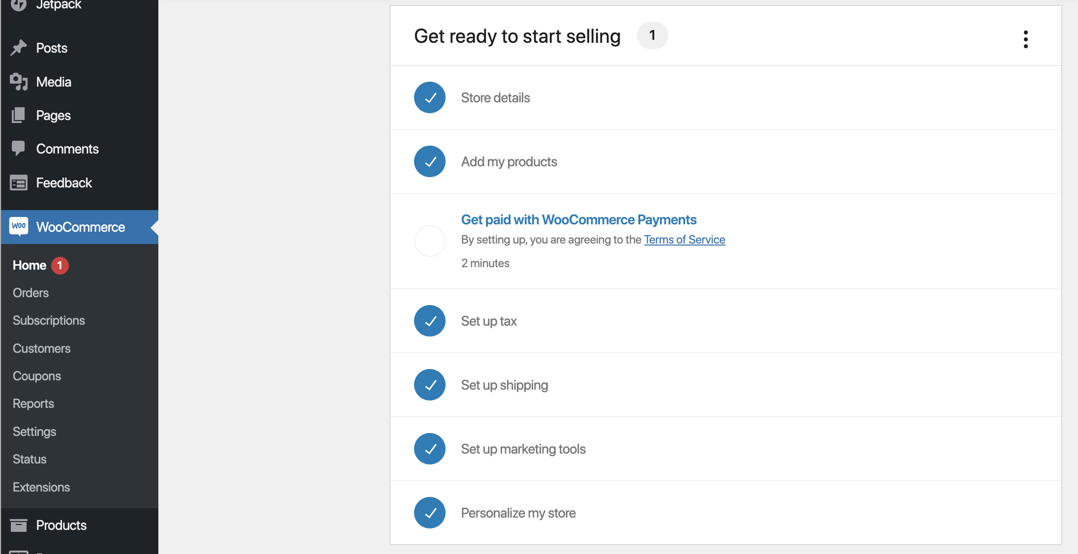 WooCommerce Setup Dashboard Widget links to empty page for WC Pay task · Issue #33564 ...