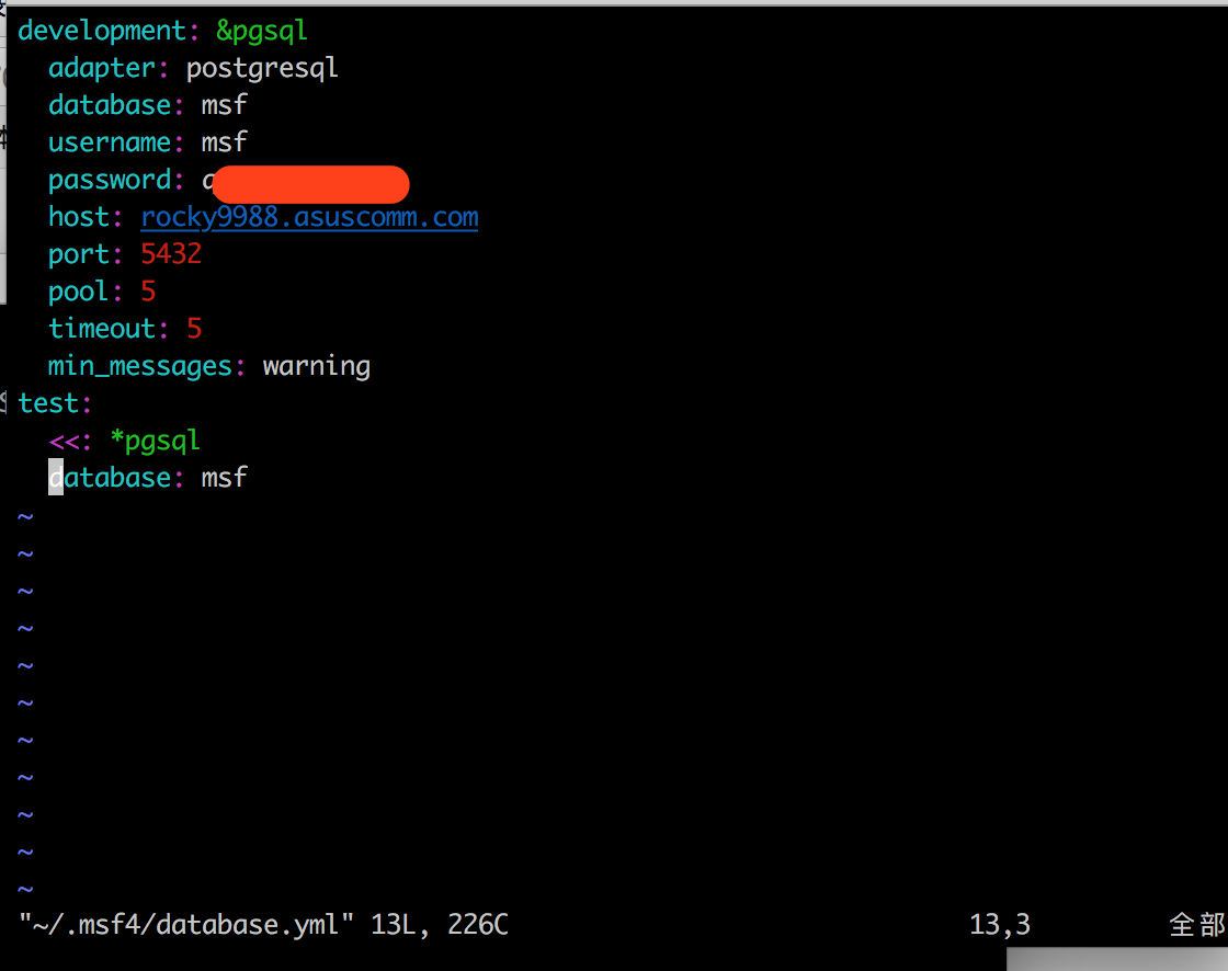 msf ==>database.yml 问题 · Issue #9704 · rapid7/metasploit-framework · GitHub