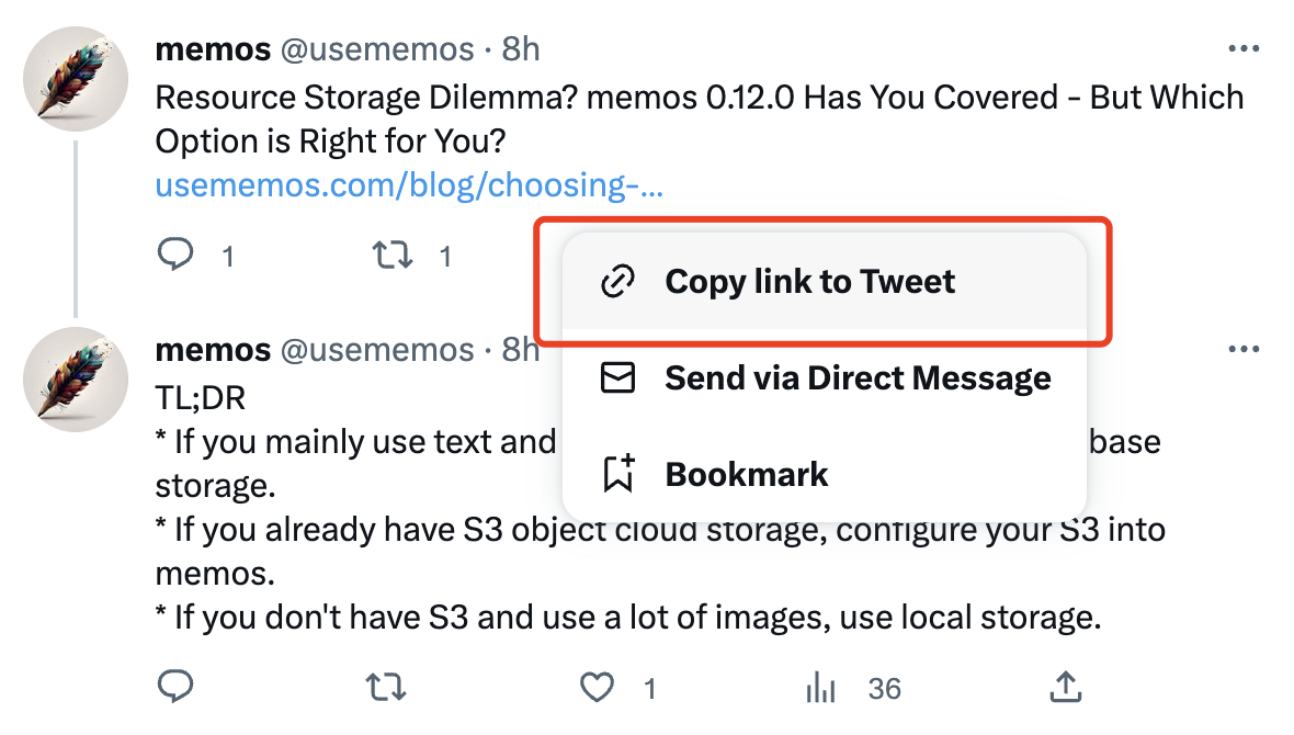 可否在 memo 的 ... 处添加个“复制链接”？ · Issue #1408 · usememos/memos · GitHub
