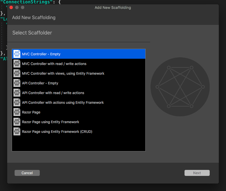 [VS Mac] Identity tab not present in window when Add-> New Scaffolding Item is selected in ...