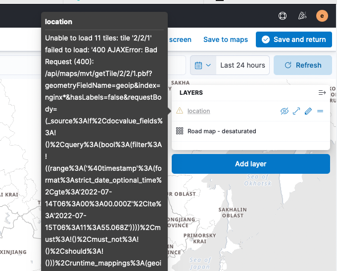 [Maps] 400 AJAXError: Bad Request (400) when creating map layer with Runtime geo_point field ...