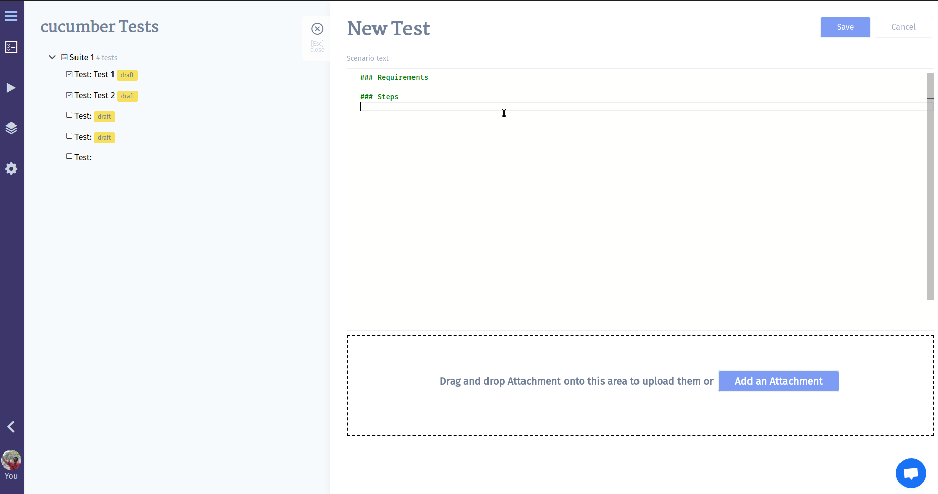 BDD template is not correct, After saving the draft test templates ...