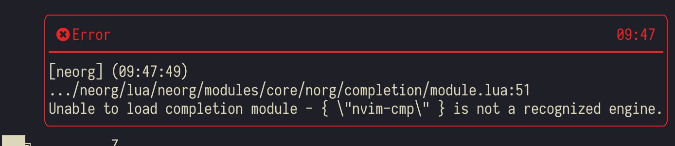 Unable to load completion module "nvim-cmp" is not a recognized engine. · Issue #747 · nvim ...