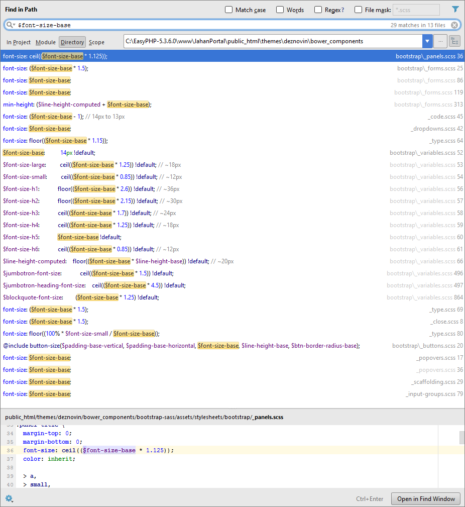 Can not set font-size for $font-size-base SASS bootstrap file for RTL ...