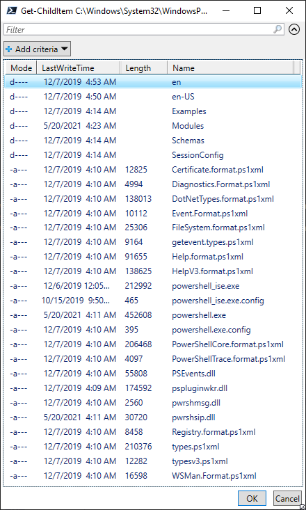 Out-GridView should allow quicker keyboard filtering and selection ...