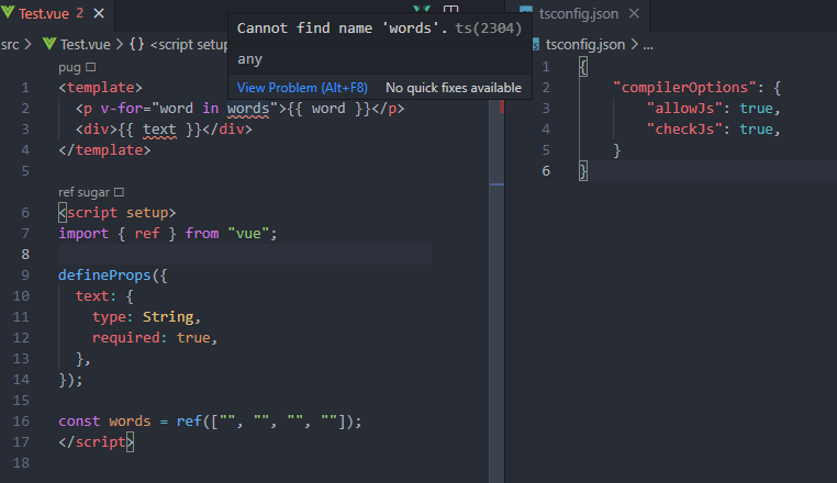 Defineprops Breaks Types In Js With Template · Issue 353 · Vuejslanguage Tools · Github