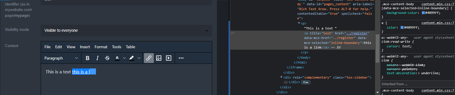 Tinymce select link (background) cosmetic issue · Issue #207 · FusionGen/FusionGEN · GitHub