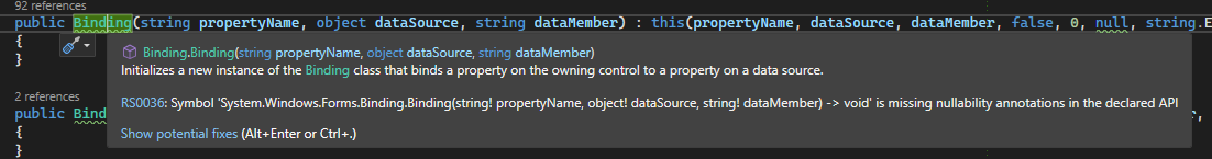 Missing nullability annotations fixer stopped showing up in Visual Studio · Issue #6752 · dotnet ...