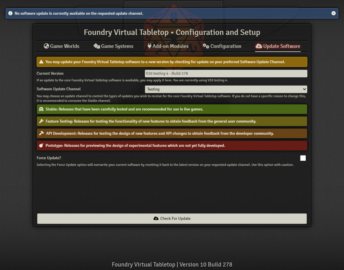 The V9 stable release (build 280) prevents V10 (build 278) from detecting the update that is ...