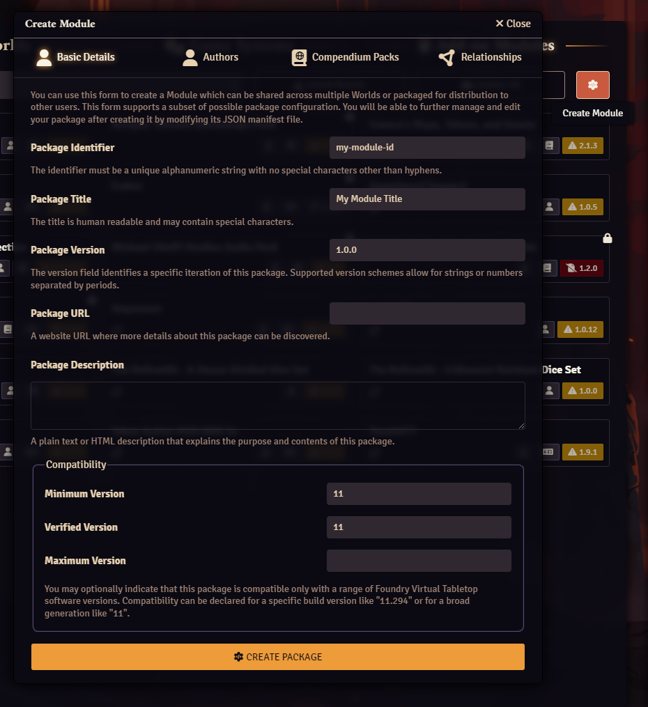 Provide support for easily creating a module in the setup screen · Issue #8957 · foundryvtt ...