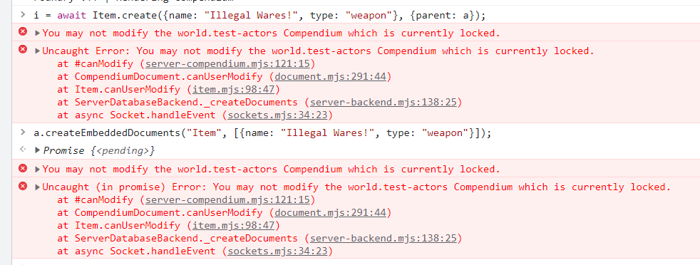 Active Effect documents failed to invoke the parent Actor#canUserModify method which allowed ...