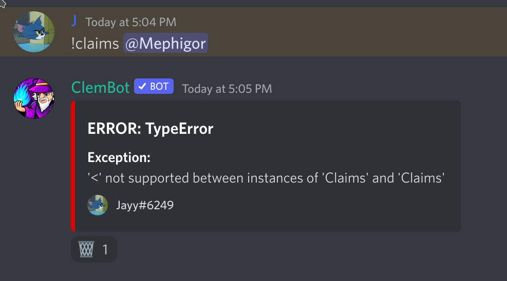 Claims Broken · Issue #757 · ClemBotProject/ClemBot · GitHub