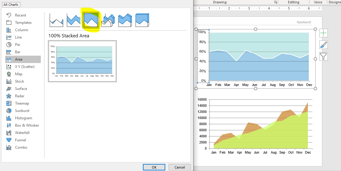 How to generate a combo chart with 100% stacked area · Issue #754 · gitbrent/PptxGenJS · GitHub