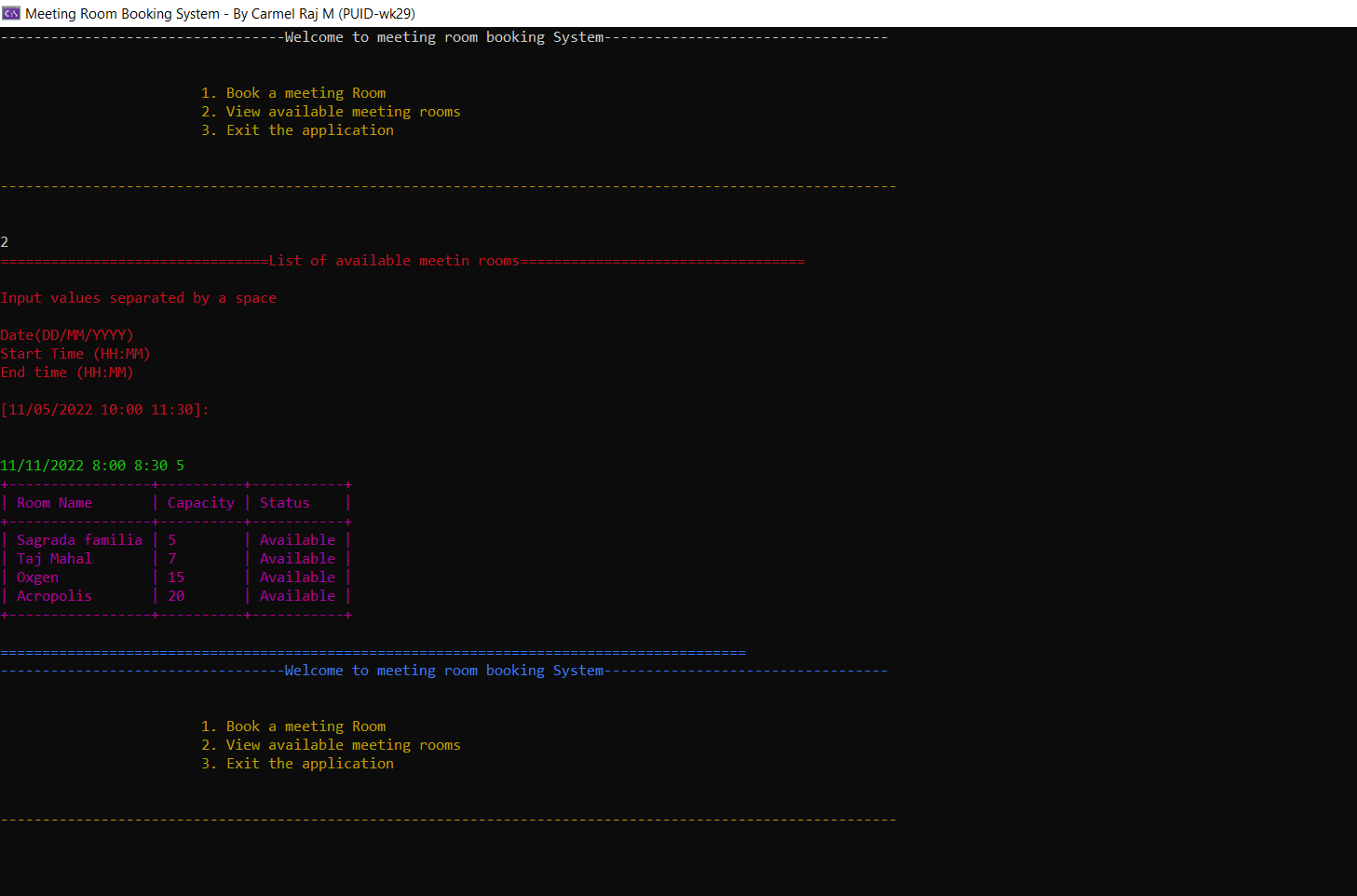 GitHub - carmelrajbics/MeetingRoomBookingSystem