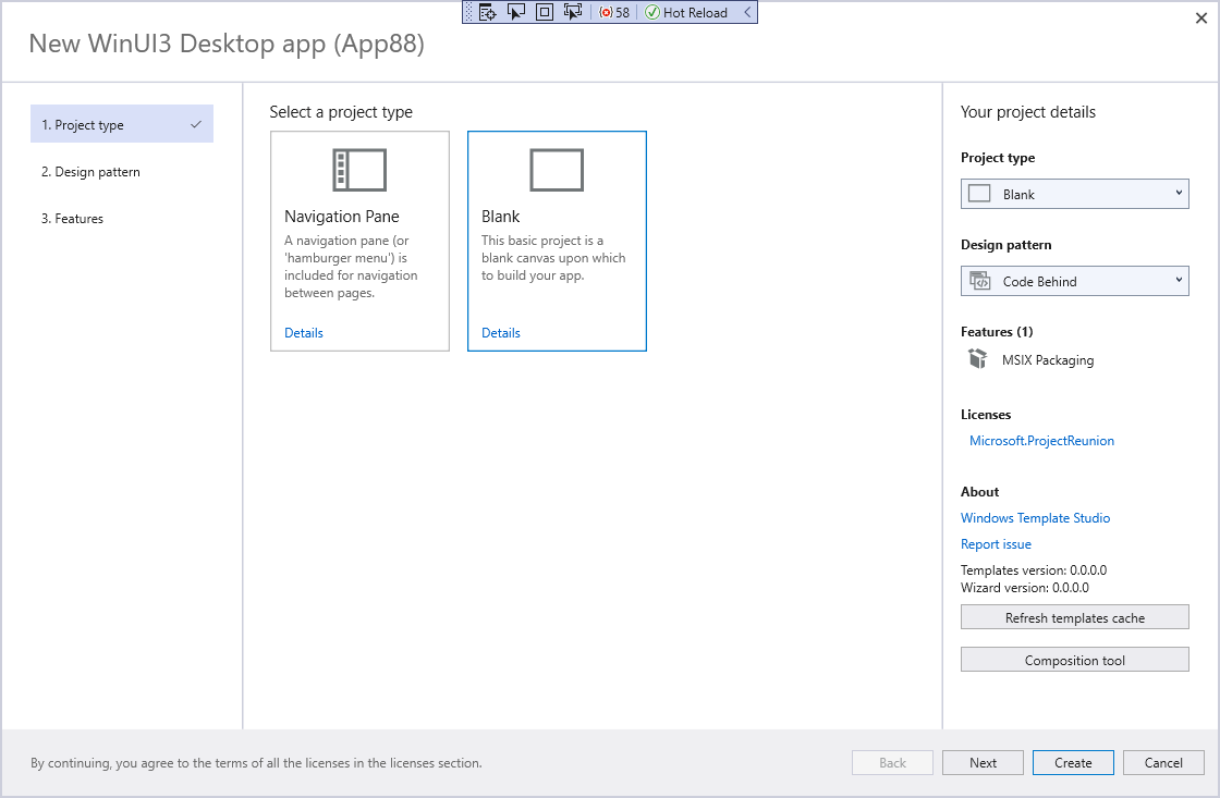 Add Blank Project Type and None Design Pattern to WinUI 3 Desktop ...
