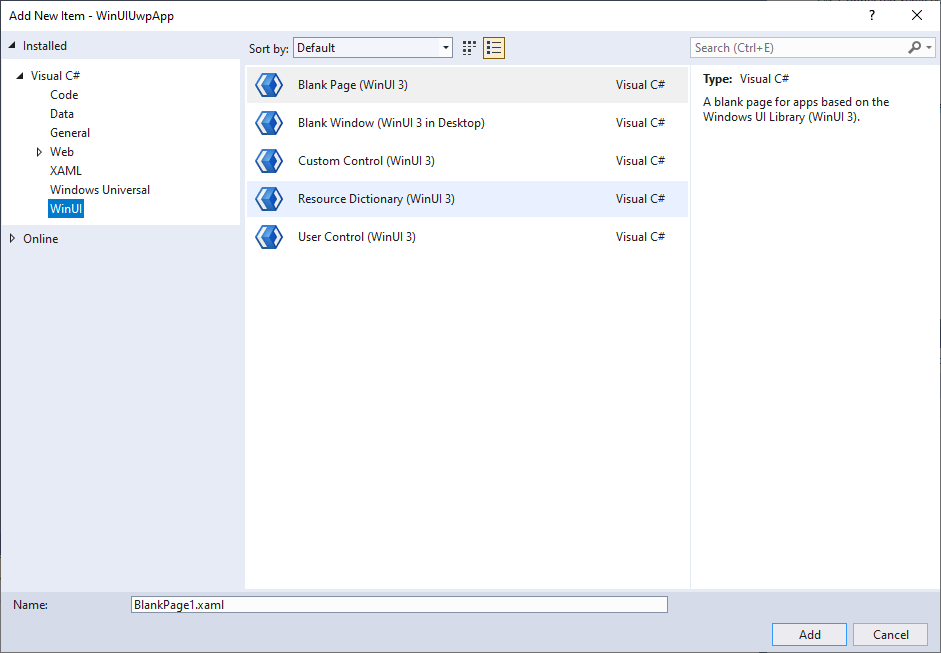 Add New Item Dialog Is Not Showing Resource File Resw On Winui In Uwp Projects · Issue 757
