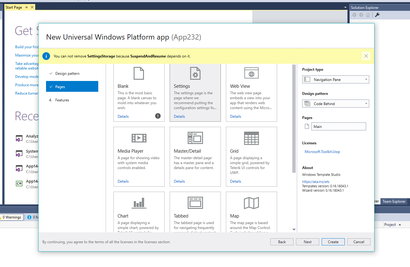 Wrong dependency warning shown · Issue #1873 · microsoft/TemplateStudio ...