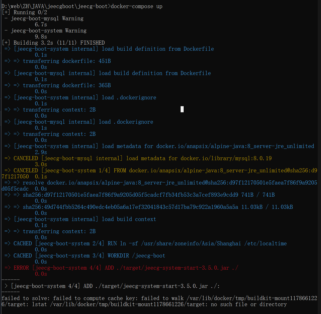 使用docker Compose Up启动报错 · Issue 4642 · Jeecgbootjeecgboot · Github