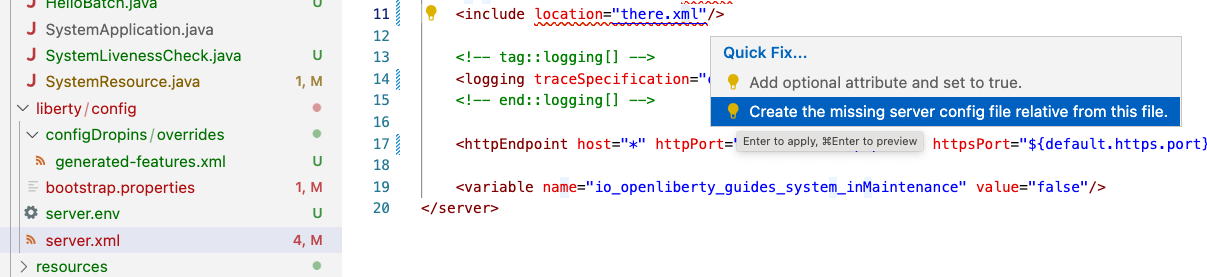 Screen not refreshed after quick fix applied · Issue #226 · OpenLiberty/liberty-tools-vscode ...
