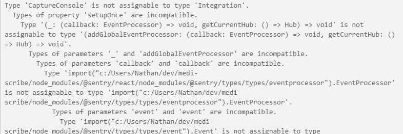 The CaptureConsole integration throws a typing error with SentryElectron · Issue #8900 ...