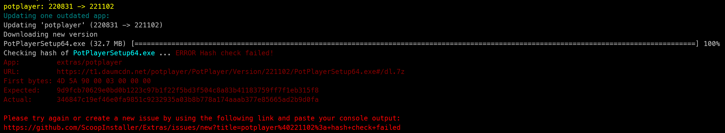 Potplayer221102 Hash Check Failed · Issue 9631 · Scoopinstallerextras · Github 4747
