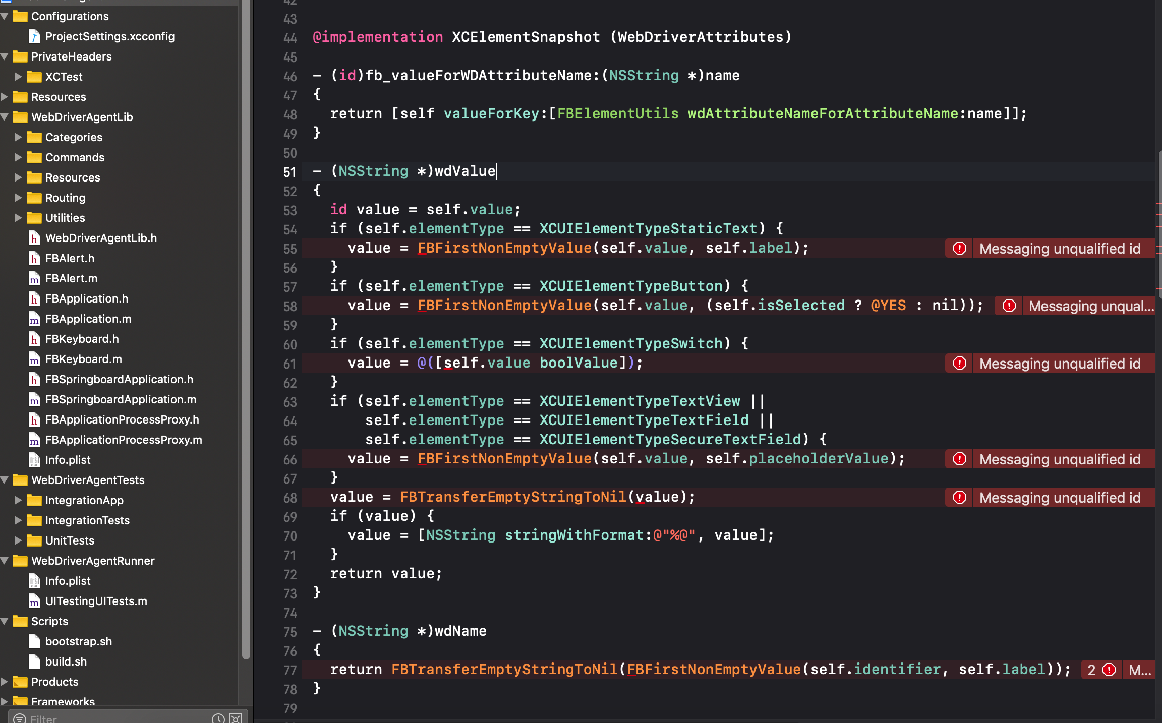 'Messaging unqualified id' in Xcode 10.2 · Issue #1091 · facebookarchive/WebDriverAgent · GitHub