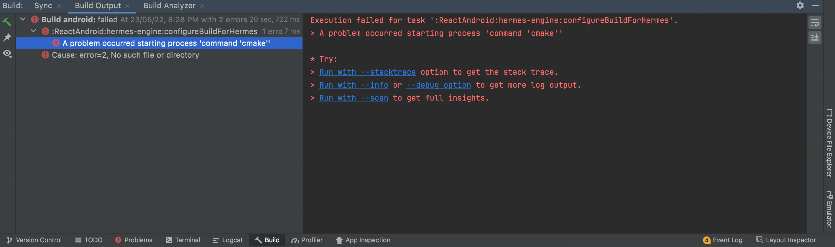 Execution failed for task ':ReactAndroid:hermes-engine:configureBuildForHermes'. · Issue #34059 ...