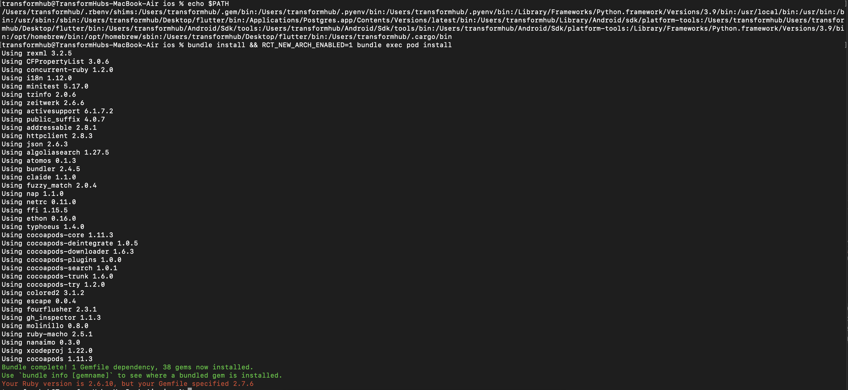 Your Ruby version is 2.6.8, but your Gemfile specified 2.7.6 error while enabling new ...