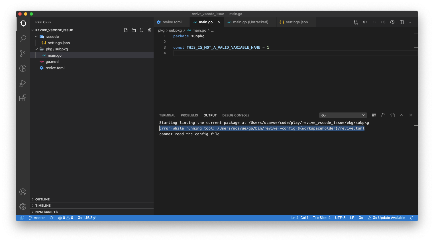 Unable to find the config file in VSCode · Issue #481 · mgechev/revive ...