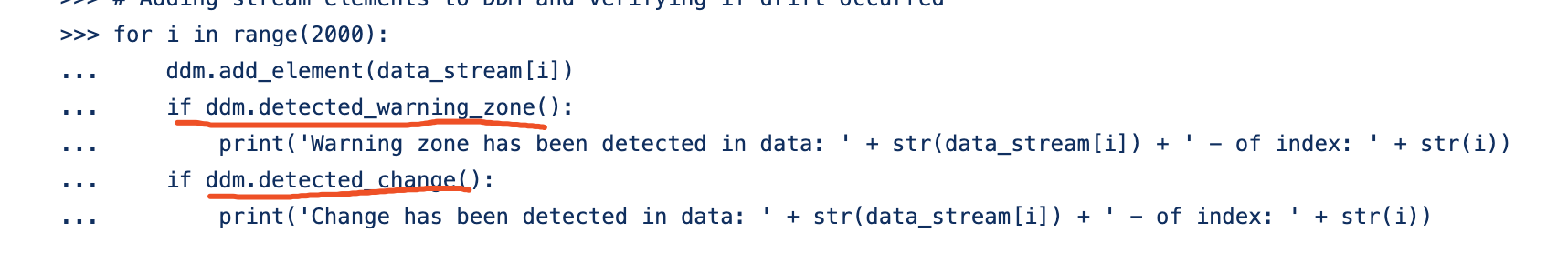 test for drift detection, how can calculate the expected indices ...