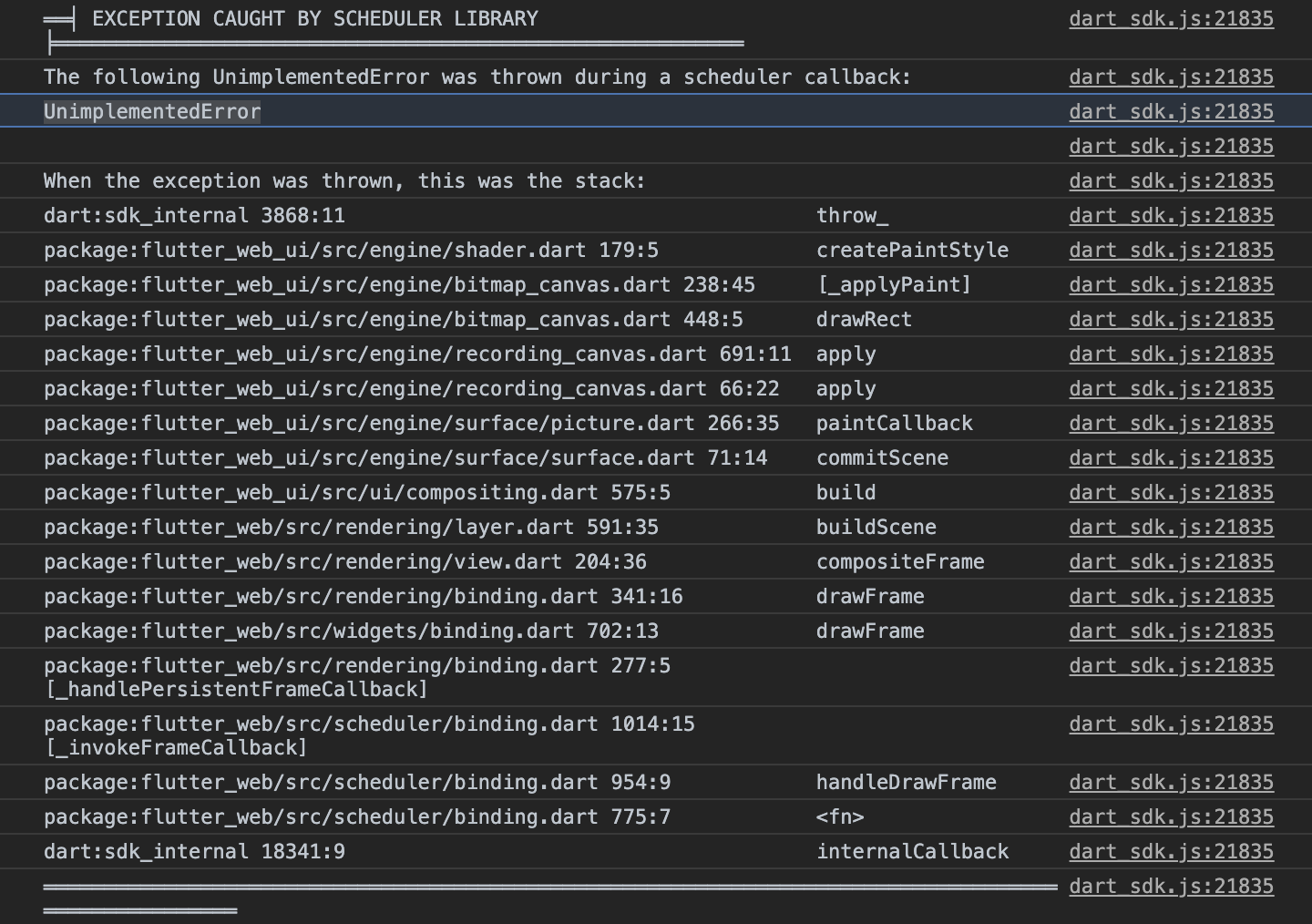 Flutter Web Radialgradient In Container Gives Unimplementederror