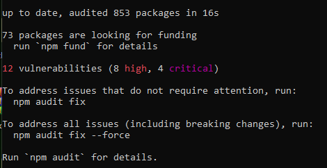 NPM logs "12 vulnerabilities (8 high, 4 critical)" · Issue #13791 · OrchardCMS/OrchardCore · GitHub