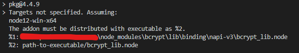 warning : cannot include addon %1 into executable · Issue #229 · vercel/pkg · GitHub