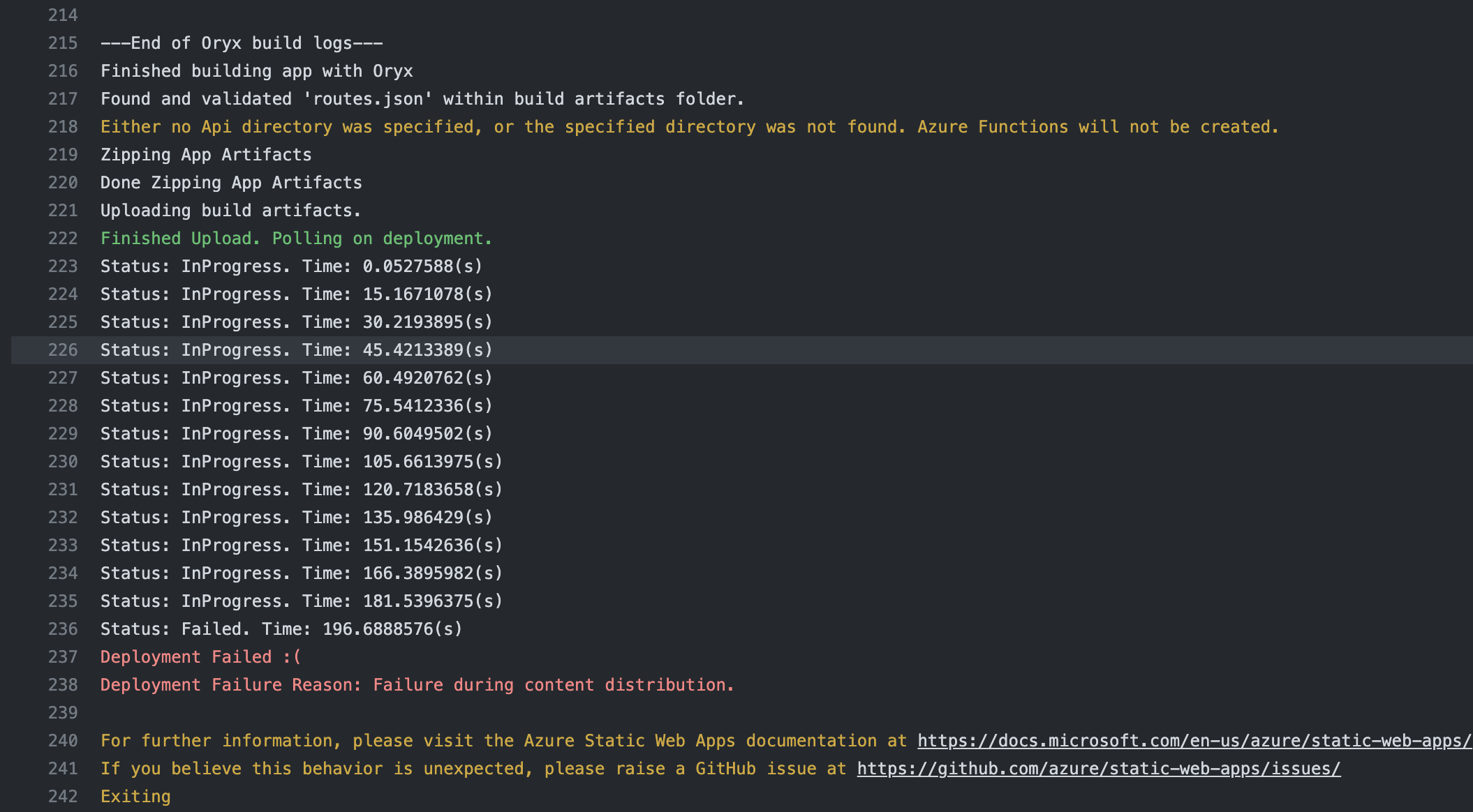 Deployment Failure Reason: Failure during content distribution · Issue #616 · microsoft/Oryx ...
