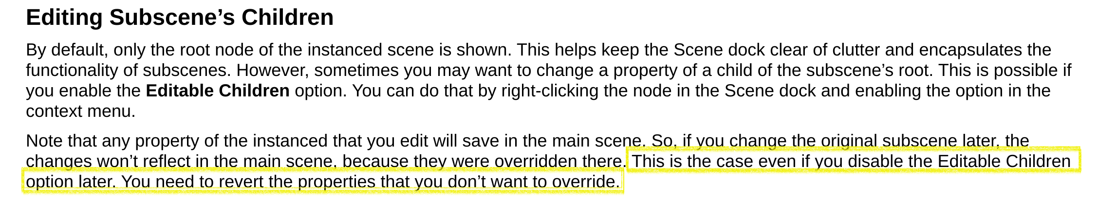 Disabling Editable Children does not revert to default until reopen ...