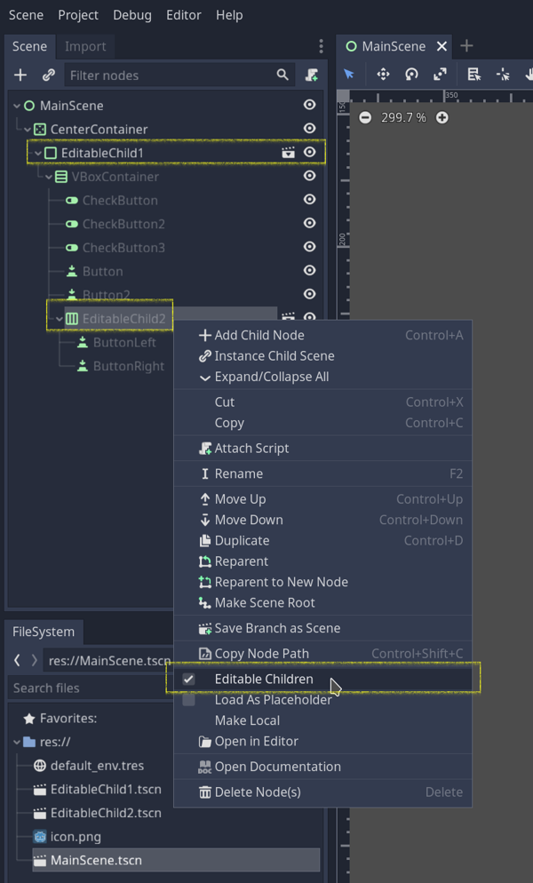 Revert to defaults when switching off "Editable Children" + Undo/Redo ...