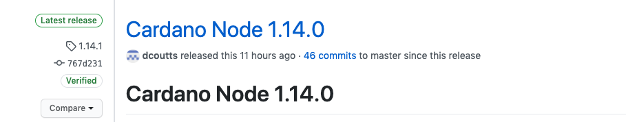 [bug] The Latest Release Is V1 14 1 Not V1 14 0 · Issue 1367 · Intersectmbo Cardano Node · Github