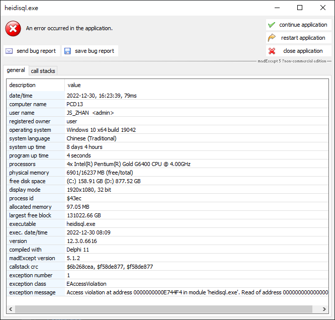 Heidisql Crash When Do Simple Query · Issue 1738 · Heidisql Heidisql · Github