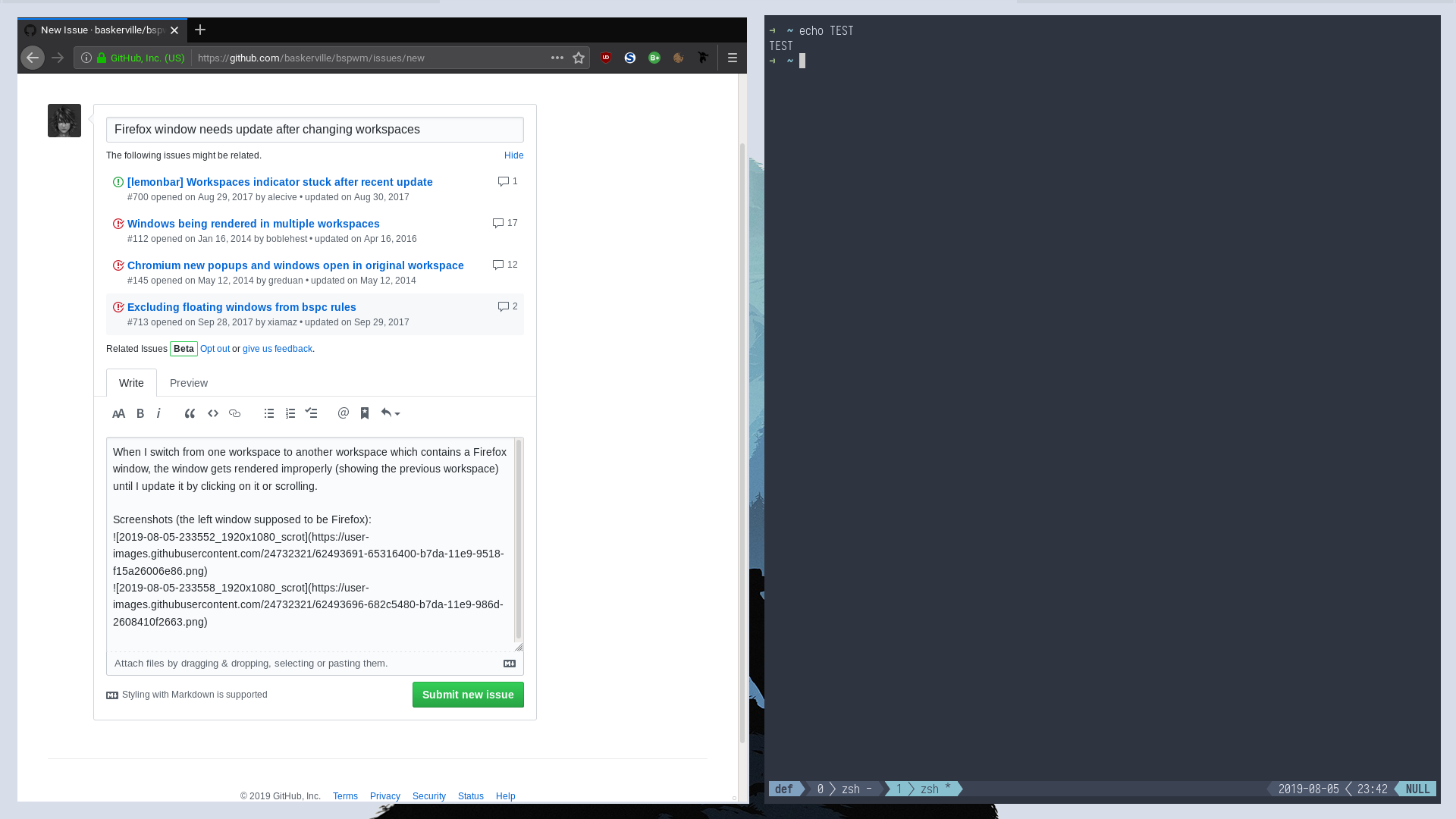 Firefox window needs update after changing workspaces · Issue #993 · baskerville/bspwm · GitHub