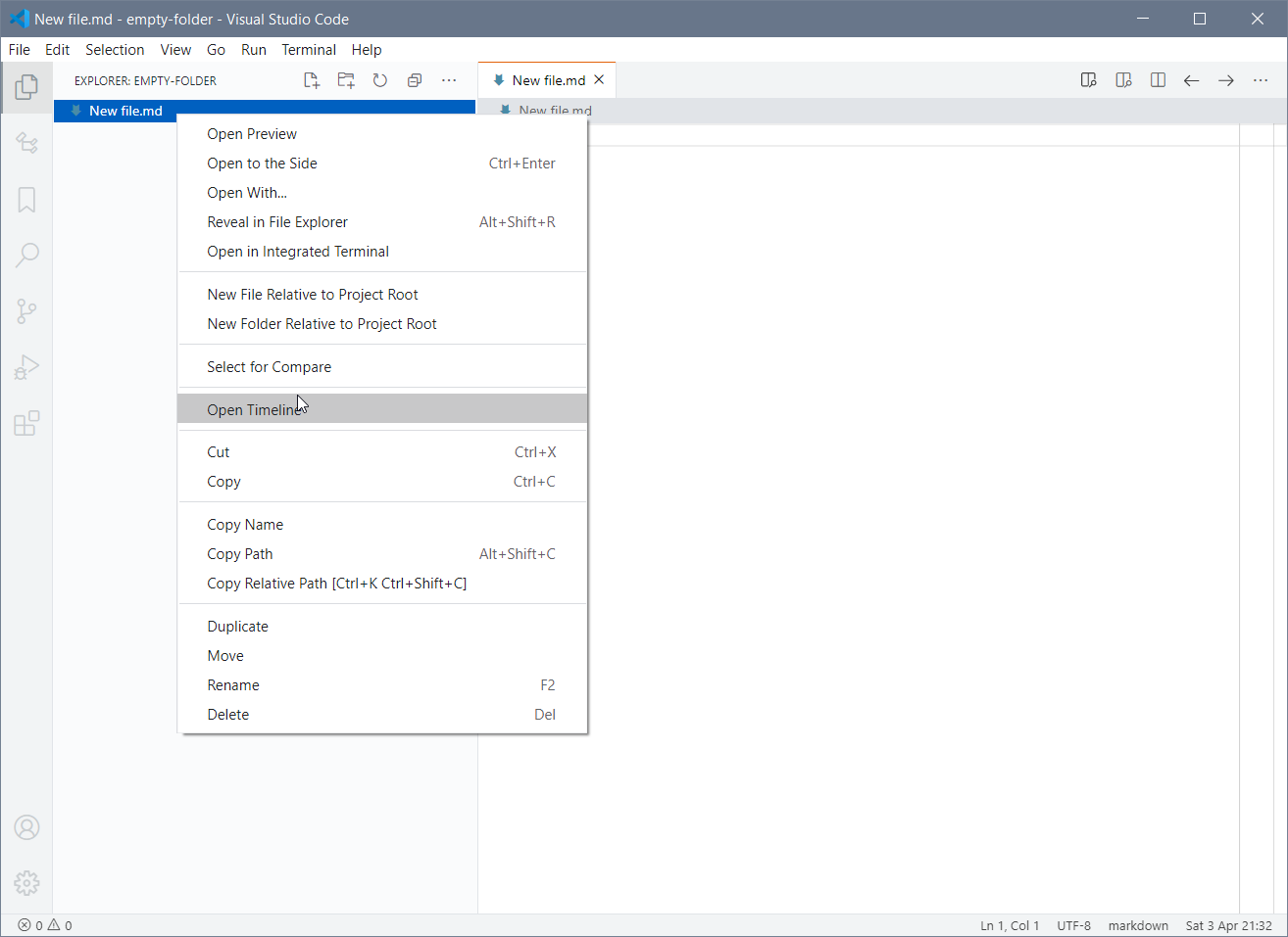Useless menu option "Open timeline" showing up on explorer context menu · Issue #120485 ...
