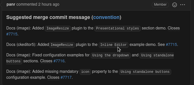 Copy as Markdown to easy copying merge message · Issue #215 · ckeditor ...