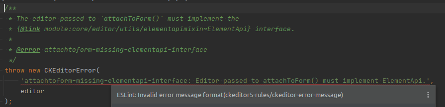 Write ESLint rule for CKEditorError's · Issue #7822 · ckeditor/ckeditor5 · GitHub