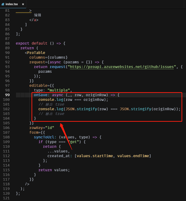 🐛[BUG] ProTable 在编辑保存时，当前修改的行的值与原始值相同 · Issue #3150 · ant-design/pro-components · GitHub