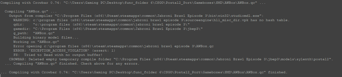 [Jabroni Brawl: Episode 3] QC Input Error · Issue #57 · ZeqMacaw/Crowbar · GitHub