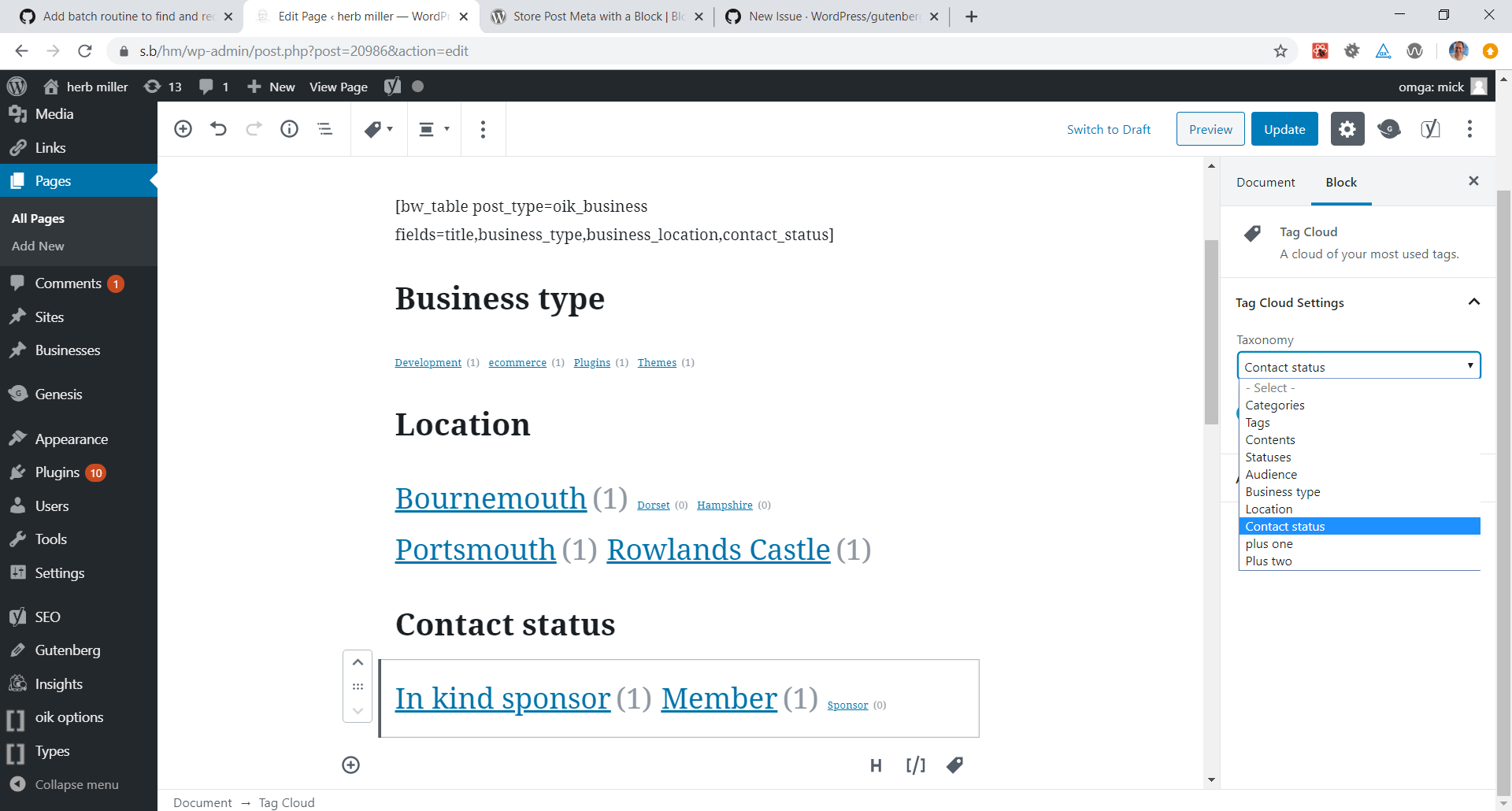 Tag cloud block only shows 10 taxonomies in the settings drop down · Issue #18443 · WordPress ...