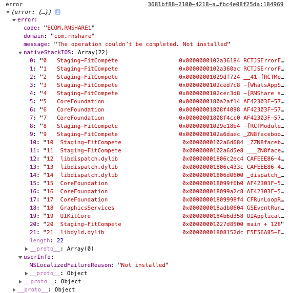 Sharesharesingle Throws Unhandled Promise Rejection Only On Ios · Issue 271 · React Native