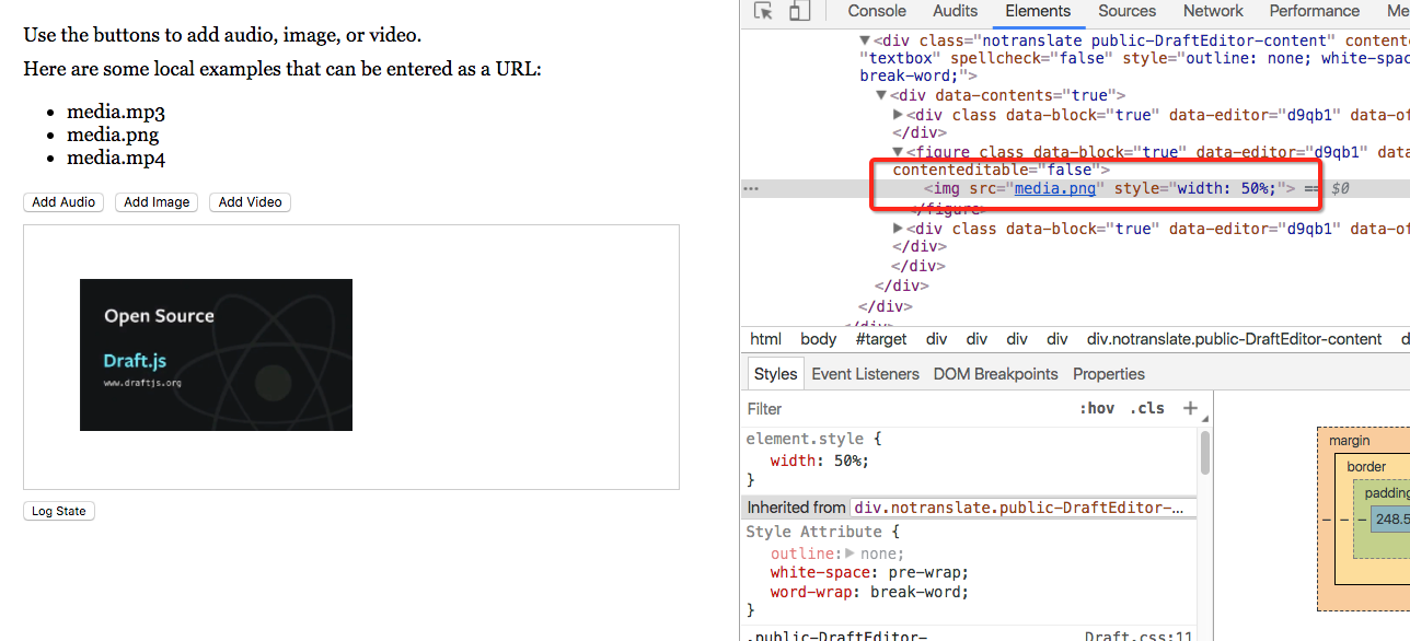 insert image in examples/draft-0-10-0/media bug · Issue #1353 · facebookarchive/draft-js · GitHub