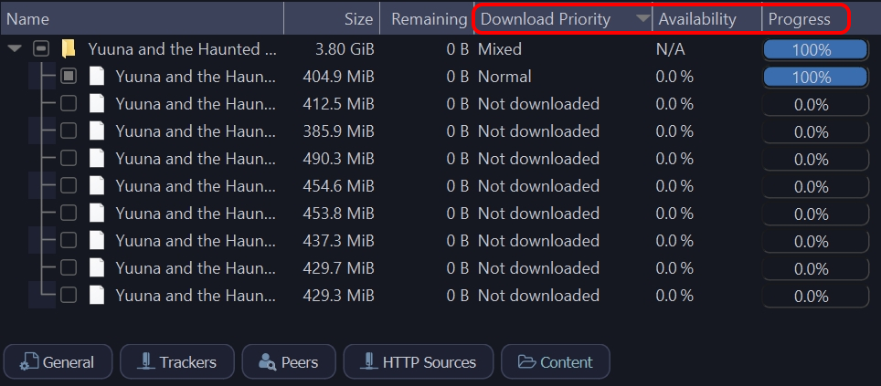 qBittorrent forgets sort order when sorted by Download Priority, Availability or Progress ...